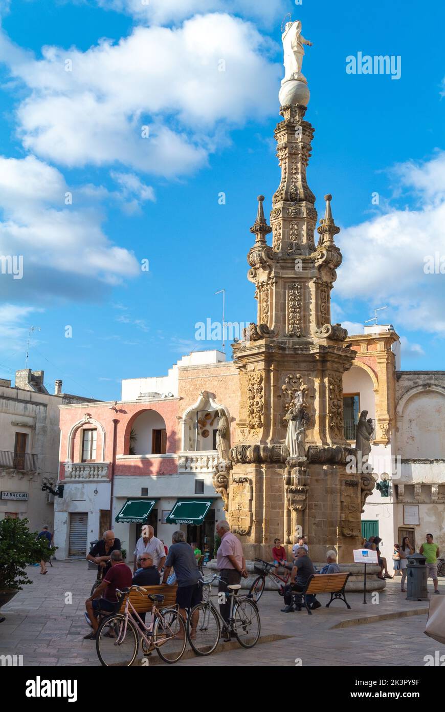 Local people around a cylindrer at piazza Antonio Salandra, Nardo ...