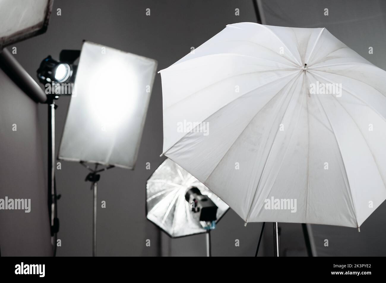 studio lighting, lighting equipment on the set close up Stock Photo - Alamy