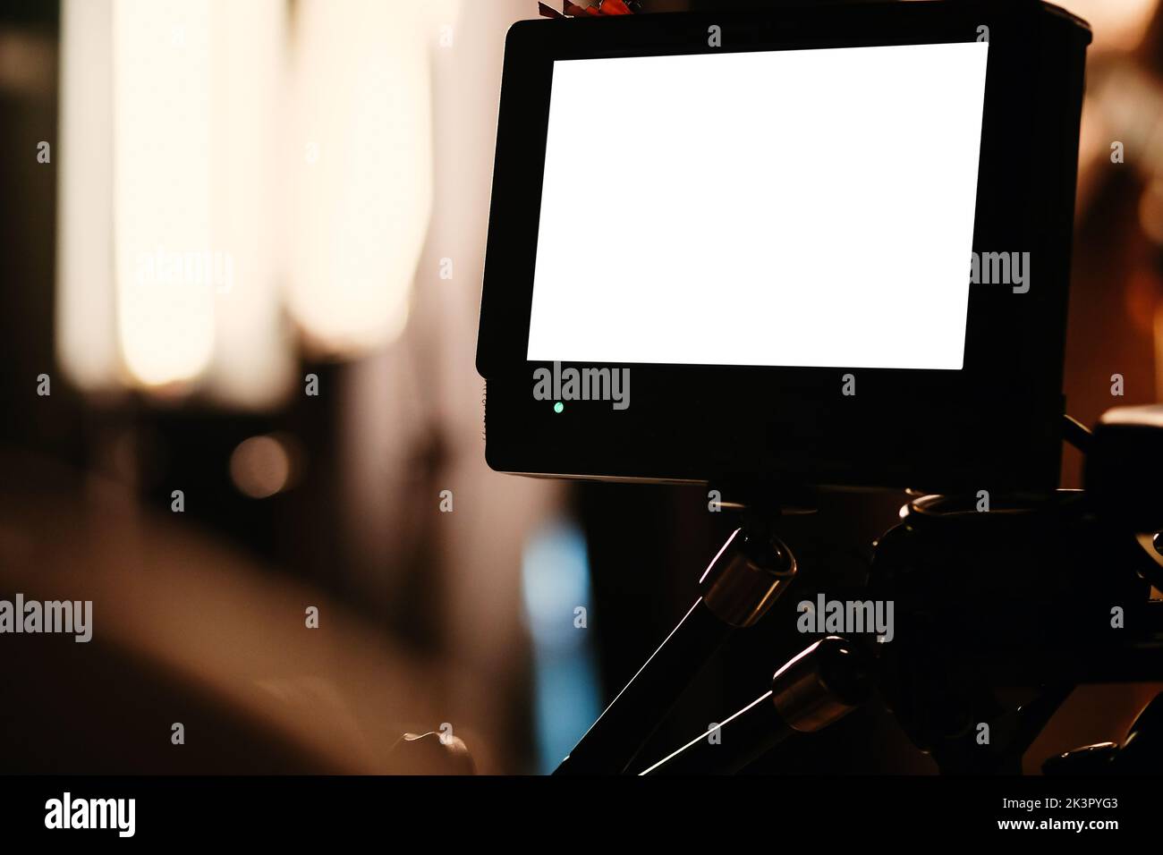 Film set, monitors shooting equipment. Film crew Stock Photo - Alamy