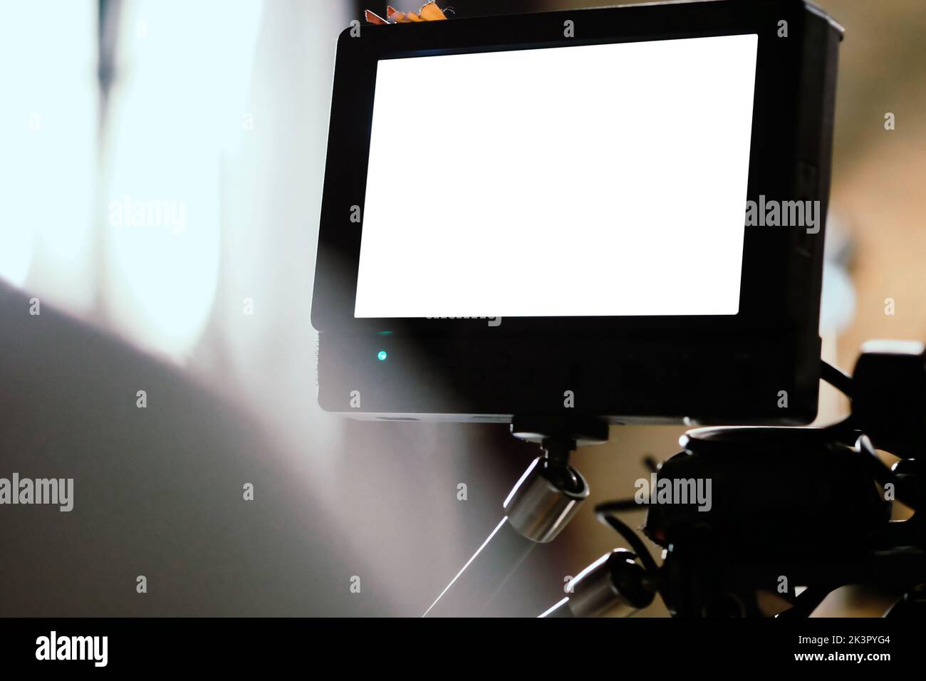 Film set, monitors shooting equipment. Film crew Stock Photo - Alamy