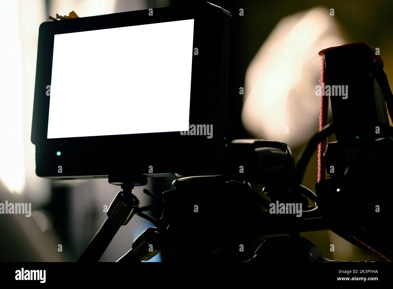 Film set, monitors shooting equipment. Film crew Stock Photo - Alamy