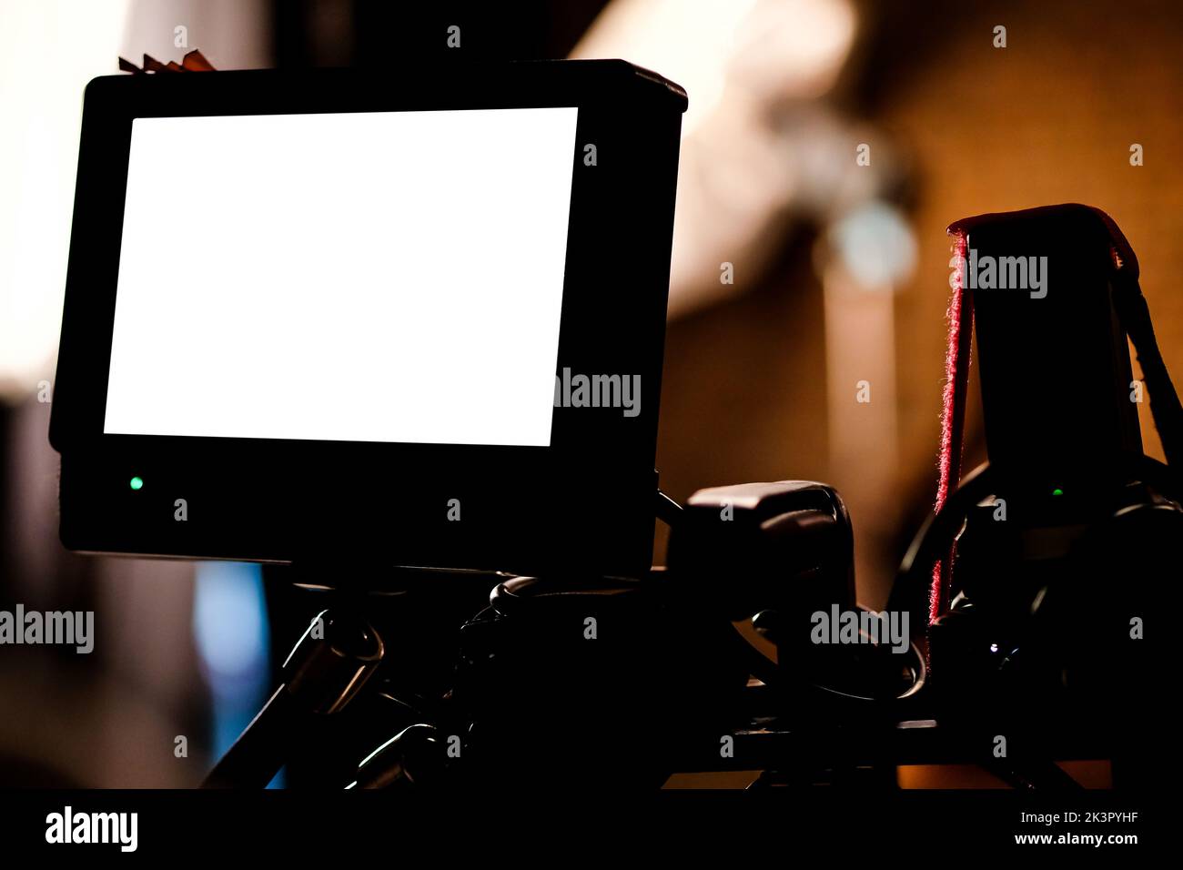 Film set, monitors shooting equipment. Film crew Stock Photo - Alamy