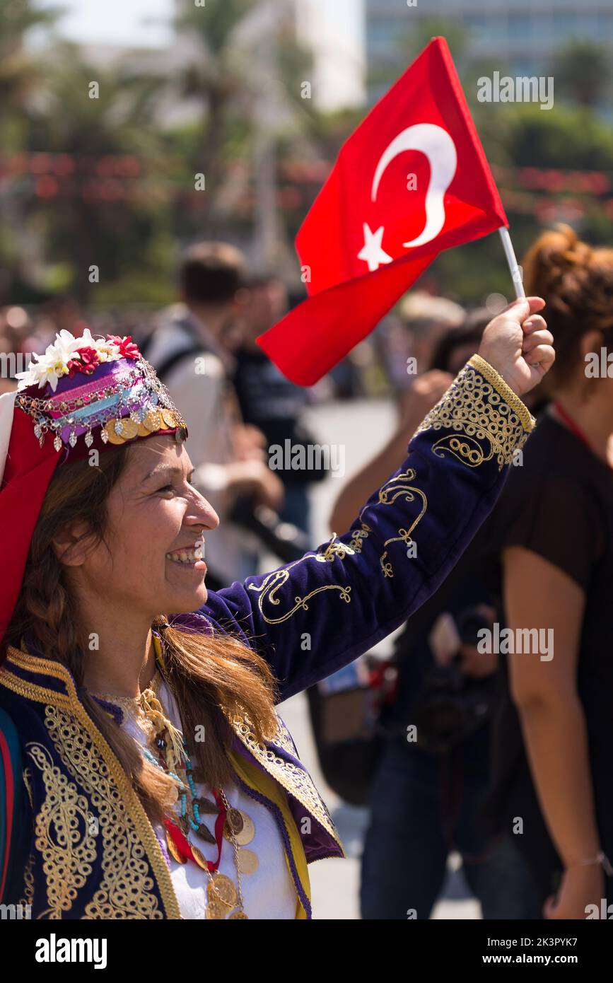 Izmir, Turkey - September 9, 2022: Woman with traditional cloths ...