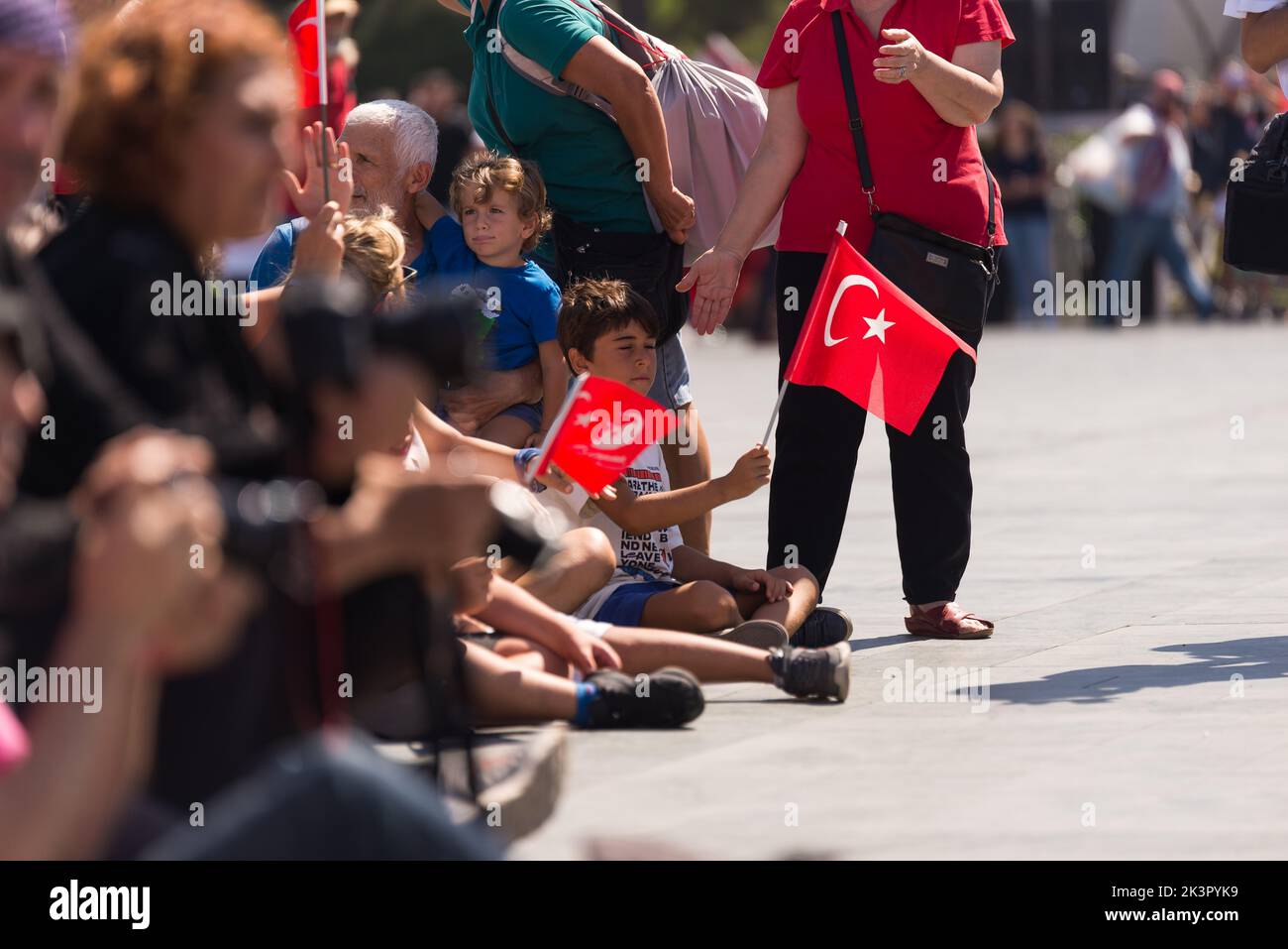 Izmir, Turkey - September 9, 2022: Crowded people with some kids, kids ...