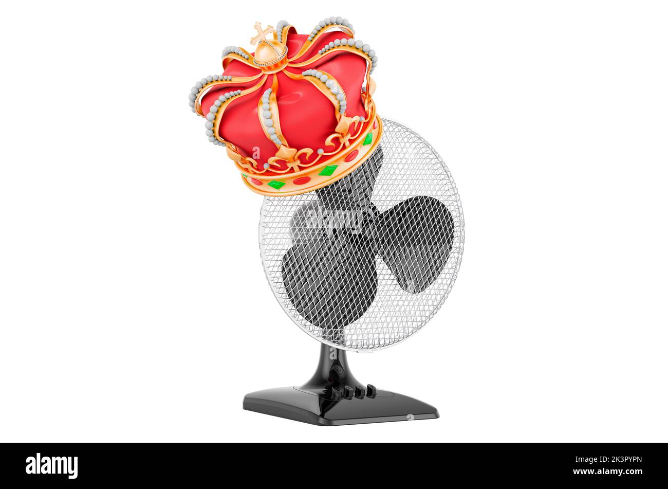 Table fan with crown, 3D rendering isolated on white background Stock ...