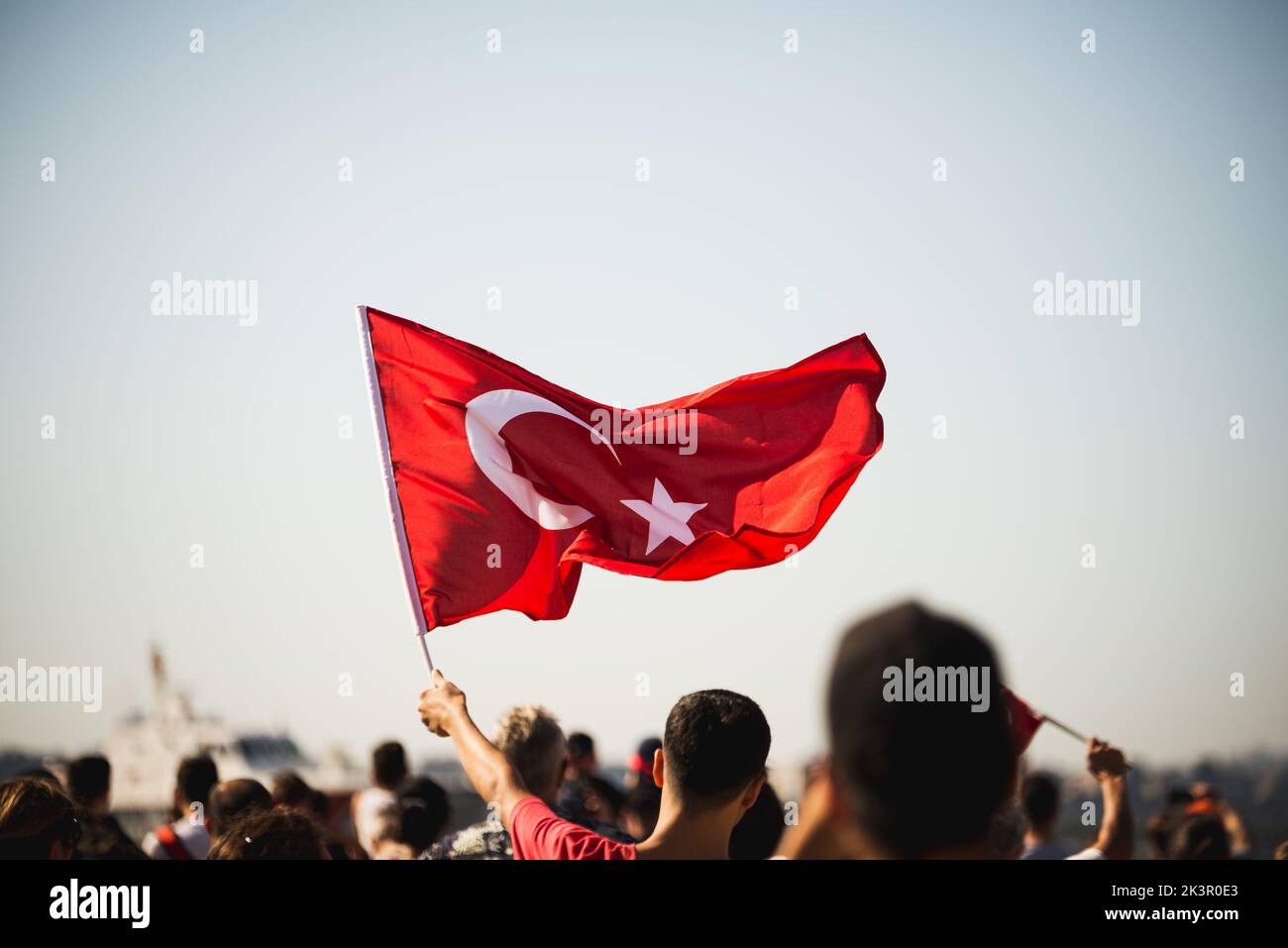 Izmir, Turkey - September 9, 2022: Close up shot of a Turkish flag in ...