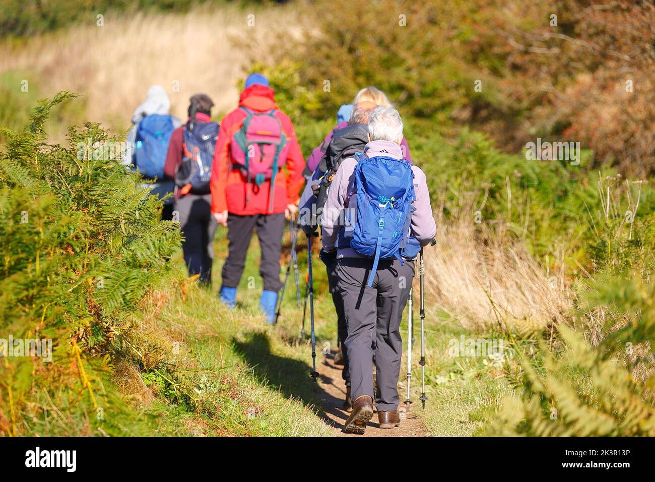A group of people going out hiking on the North Yorkshire Moors Stock ...