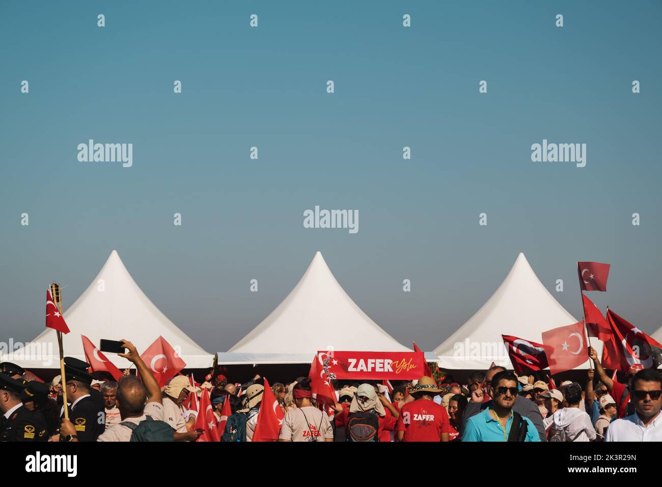 Izmir, Turkey - September 9, 2022: Crowded people with Turkish flags in ...