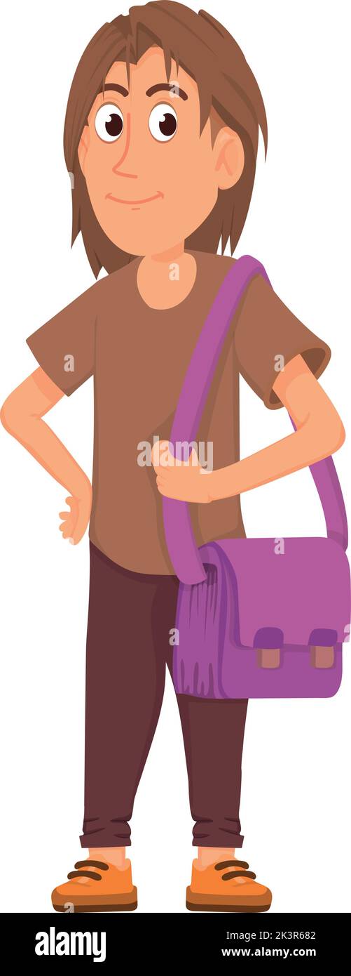 Male teenager cartoon character. Boy with school bag Stock Vector Image ...