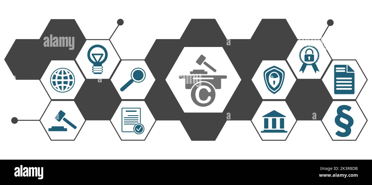 Concept of copyright with connected icons Stock Photo - Alamy