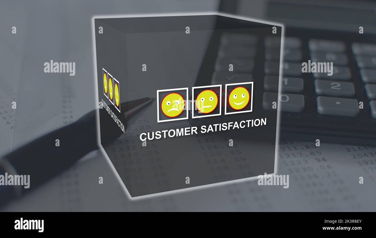 Customer satisfaction concept illustrated by a picture on background ...