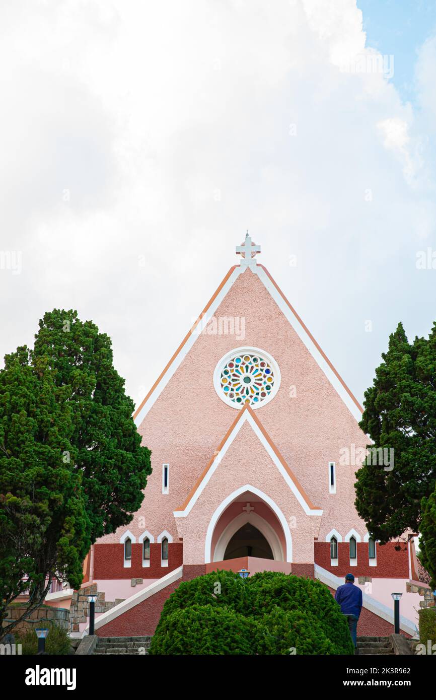 Mai Anh Domaine De Marie Church diocese on blue sky background, hidden ...