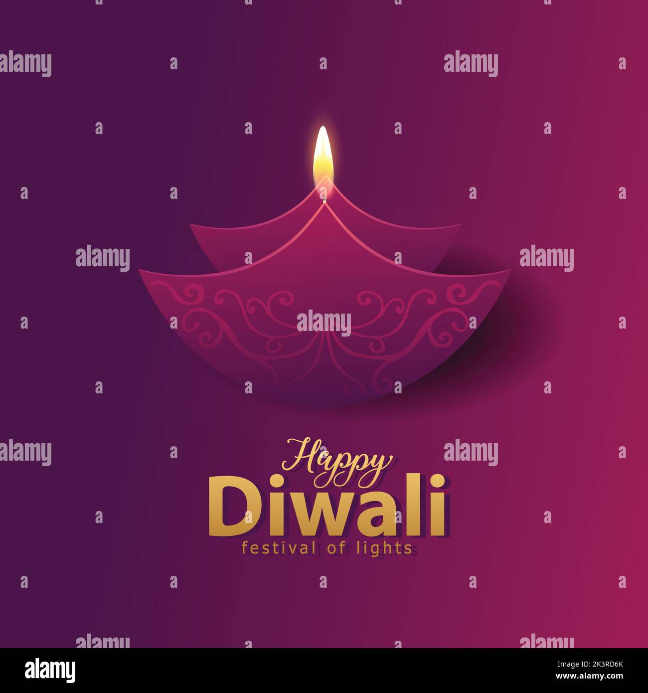 happy Diwali. Indian festivals of light with paper Diya. vector ...