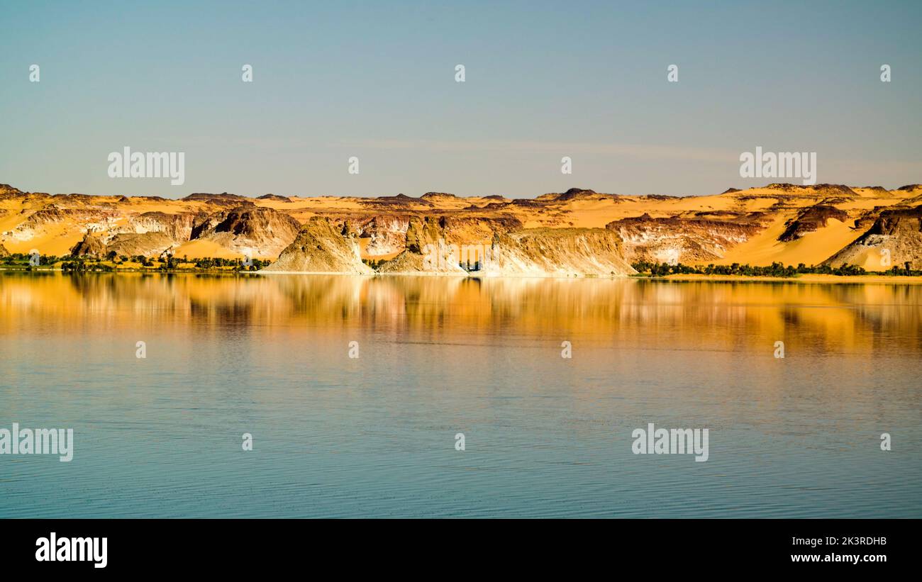 Panoramic view to Teli lake group of Ounianga Serir lakes , Ennedi ...