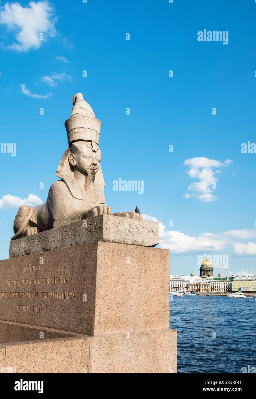 Egyptian Sphinx at the University Embankment, with Saint Isaac ...