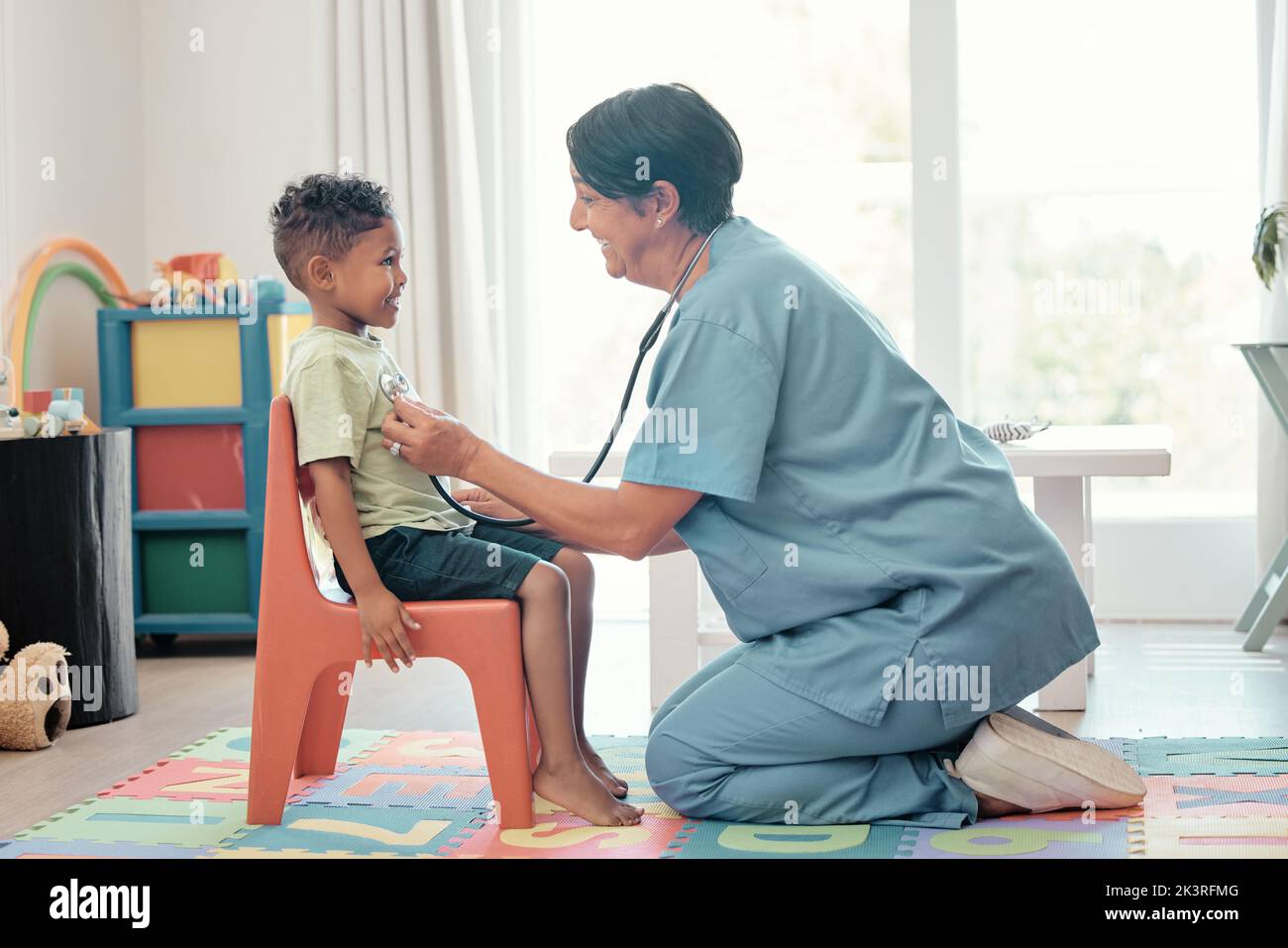 Paediatrician, children doctor and consultation of a healthcare ...