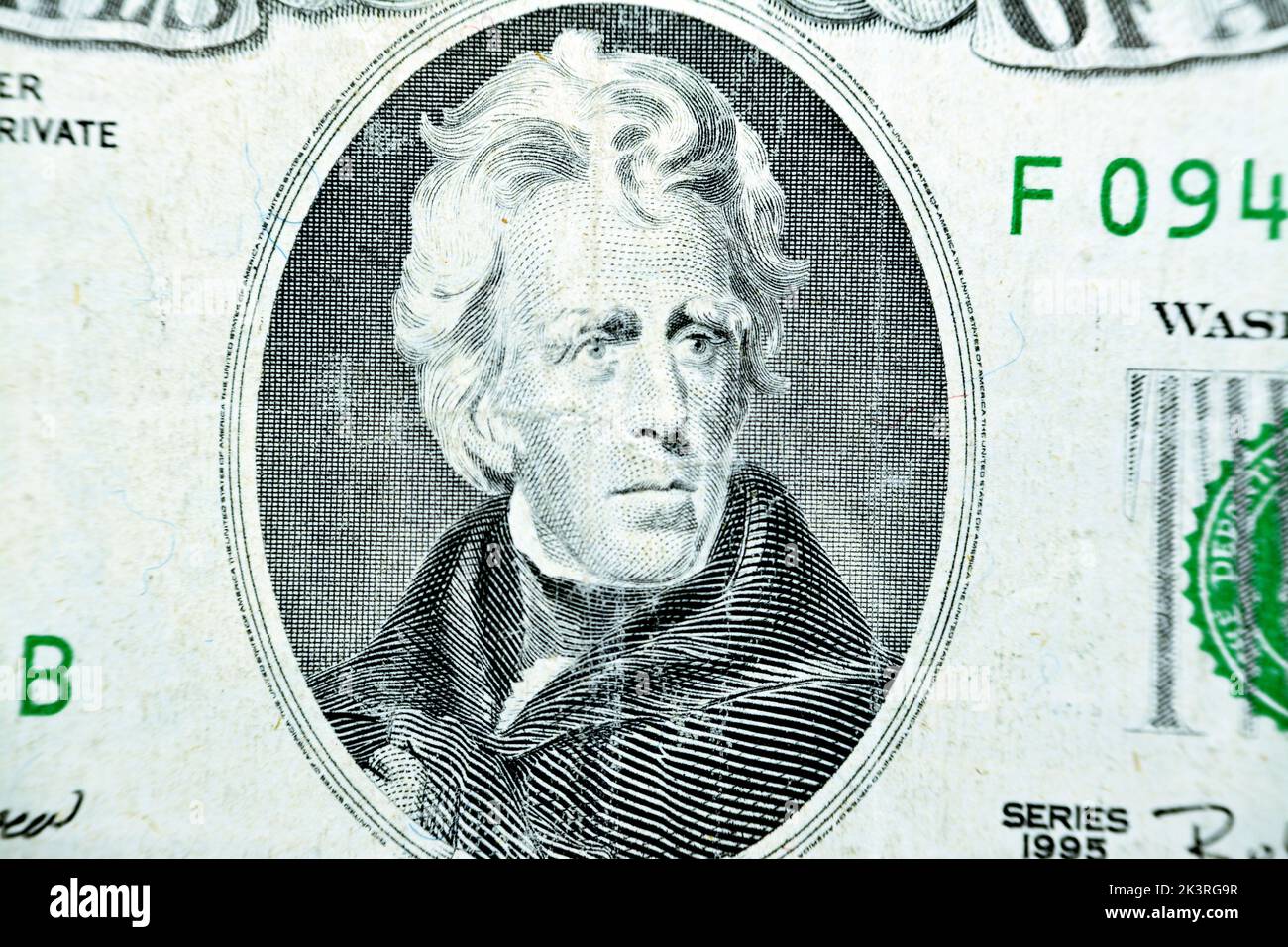 Portrait Of President Andrew Jackson From The Obverse Side Of An Old 20