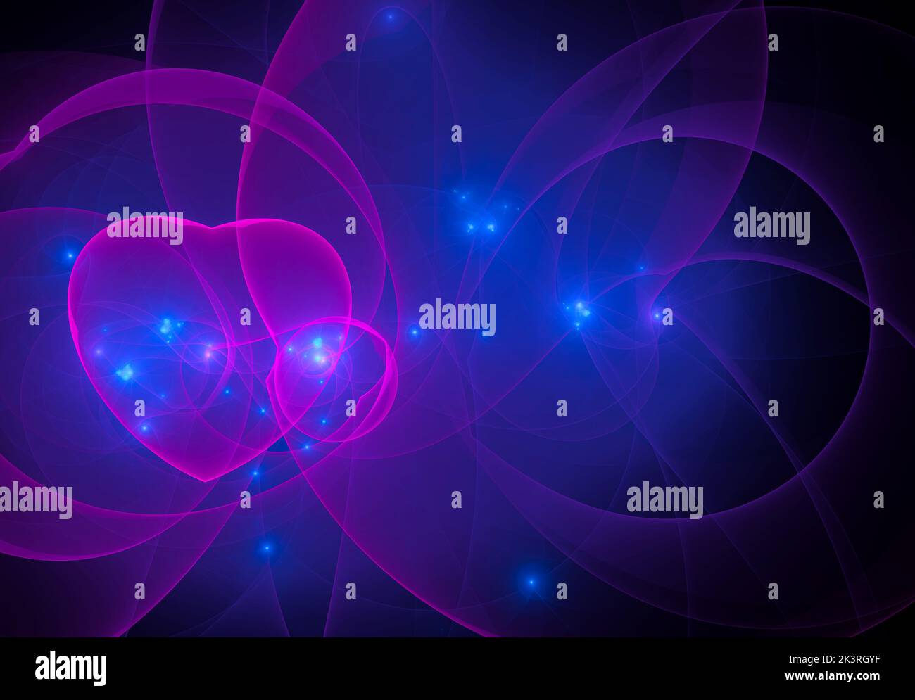 Happy Valentine's Day. Glowing neon hearts. Fractal illustration Stock ...