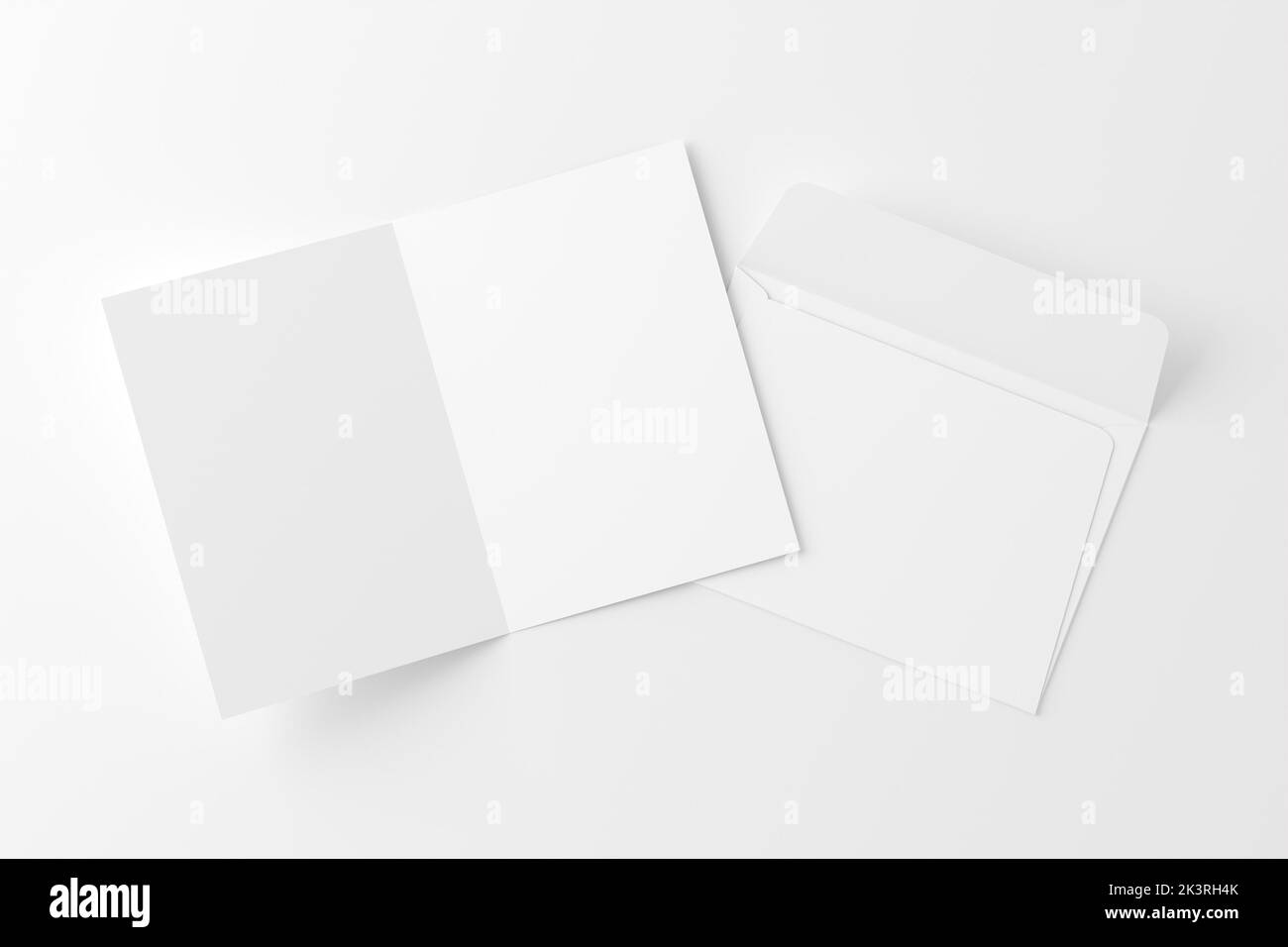 A4 A5 Folded Invitation Card With Envelope 3D Rendering White Blank ...