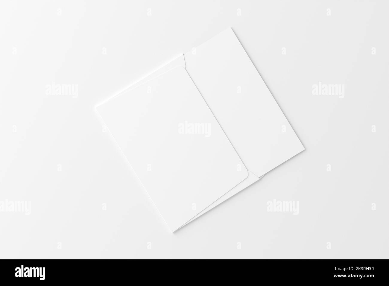 A4 A5 Folded Invitation Card With Envelope 3D Rendering White Blank ...