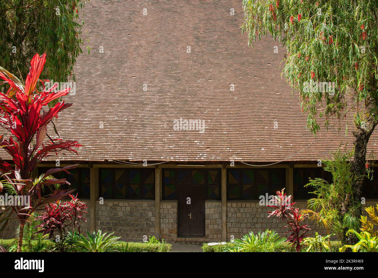 Antique vietnamese door and windows with decoration pattern on bricks ...