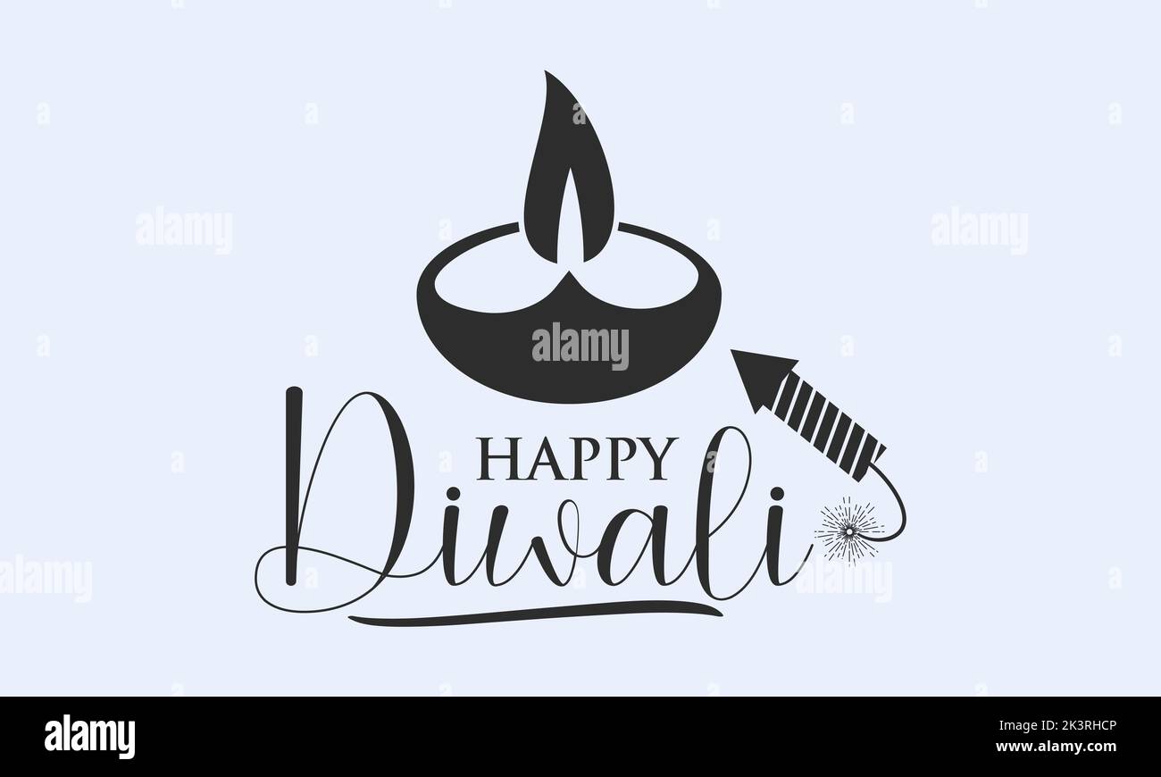Cultural calligraphy design concept of Happy Diwali/Deepavali with lamp ...