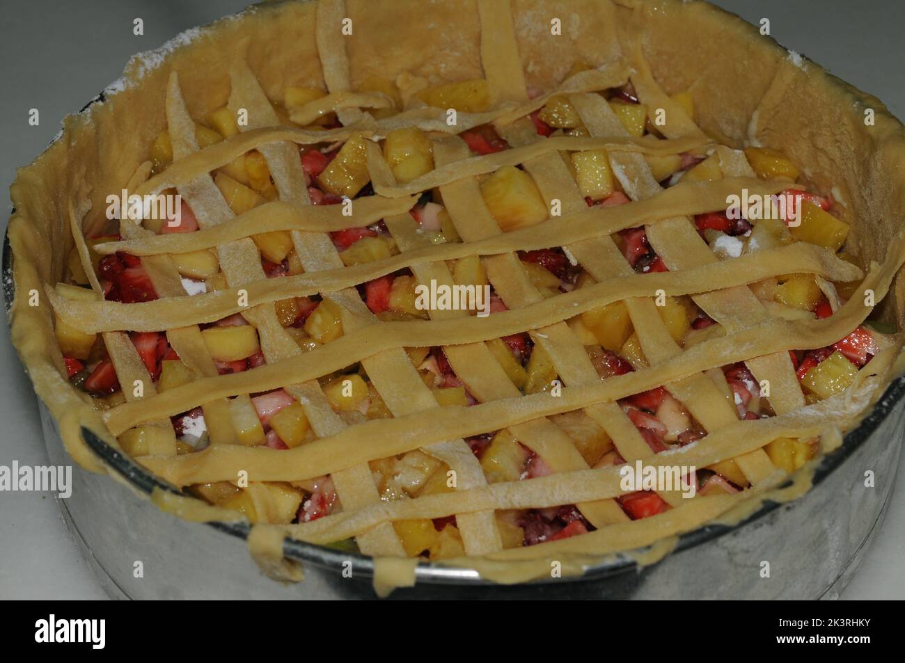 Puff pastry cake with assorted fruits Stock Photo - Alamy