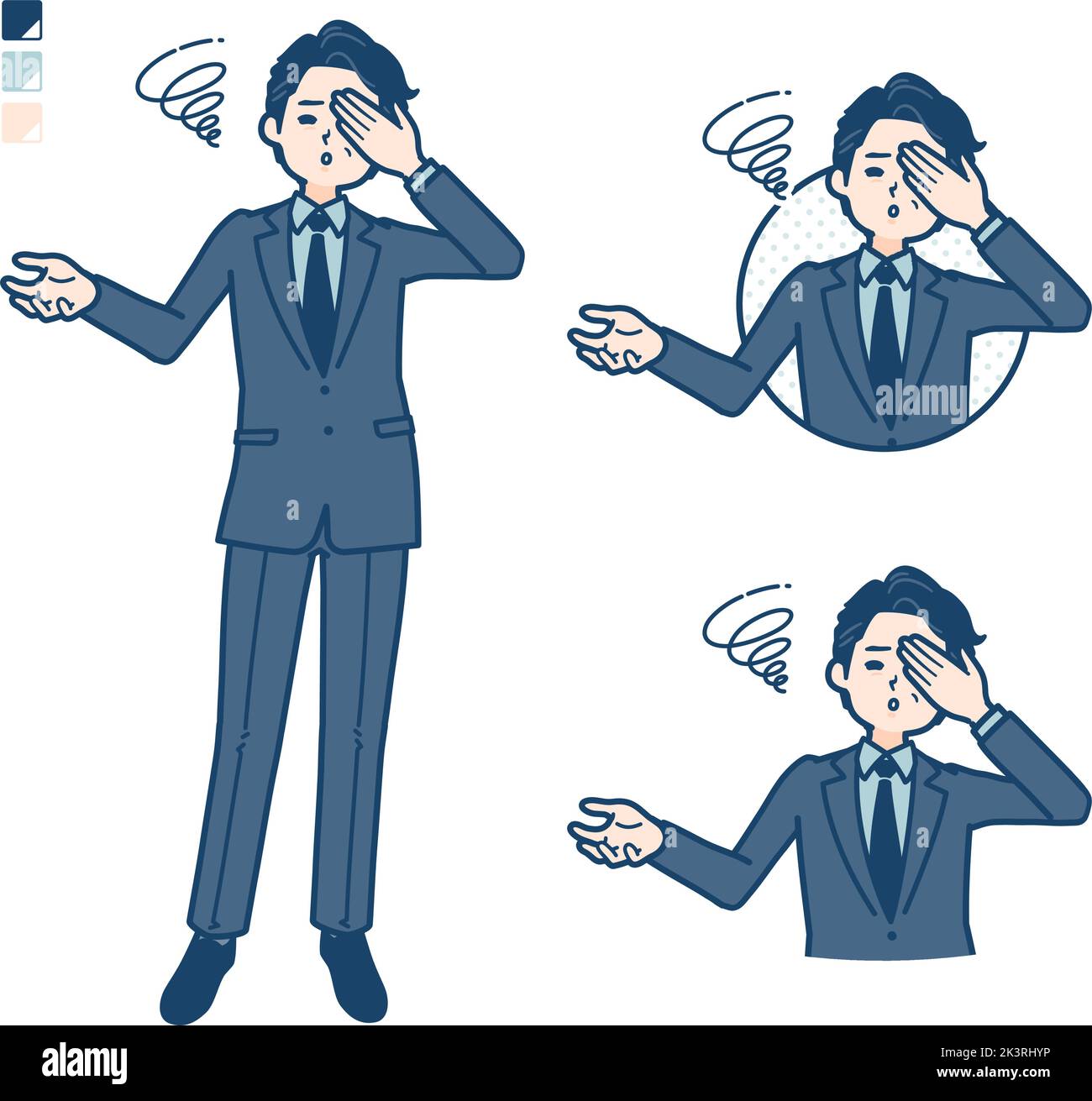 A middle age Businessman in a suit with Discouraged head images.It's ...