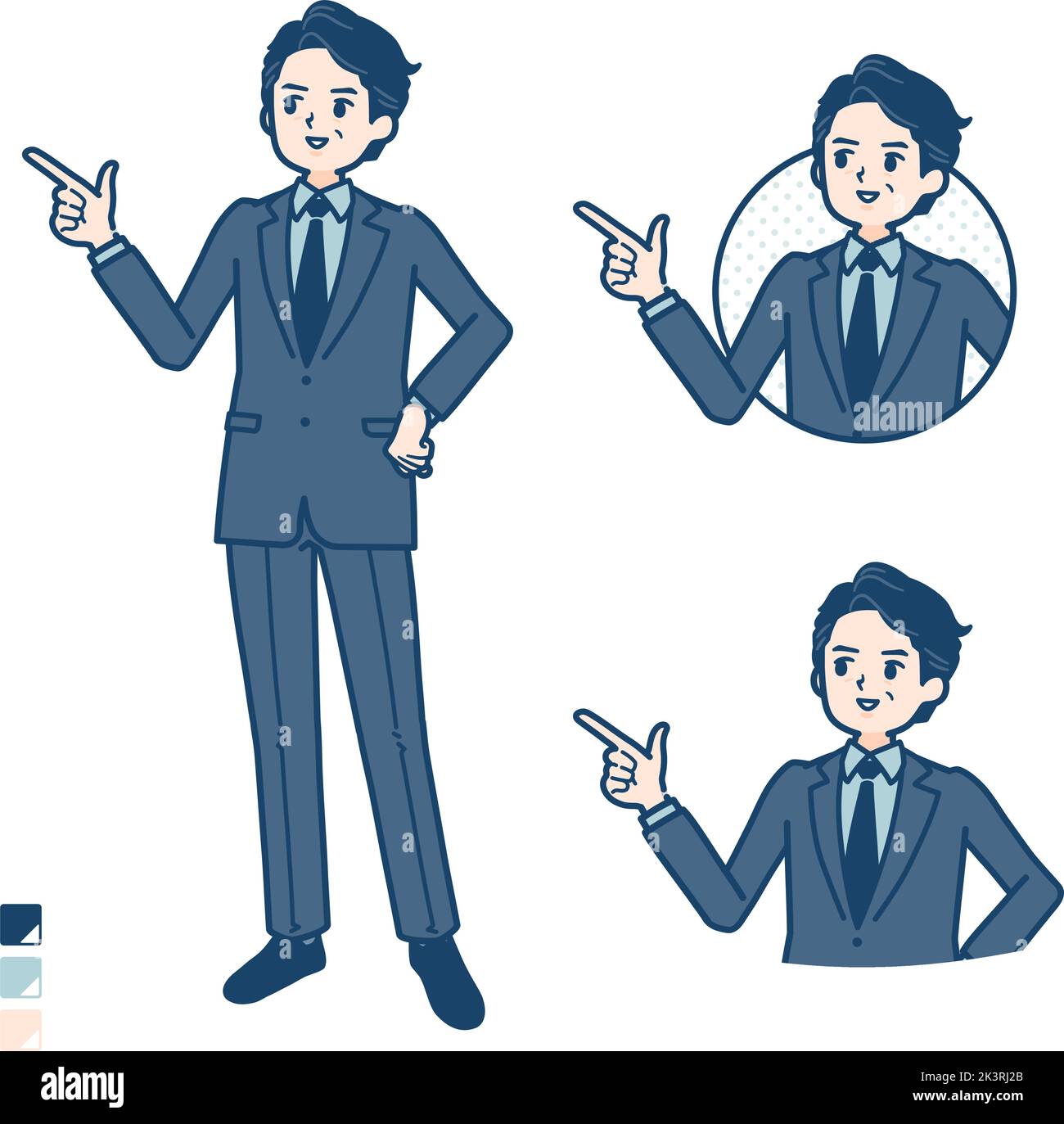 A middle age Businessman in a suit with Explanation Pointing images.It ...