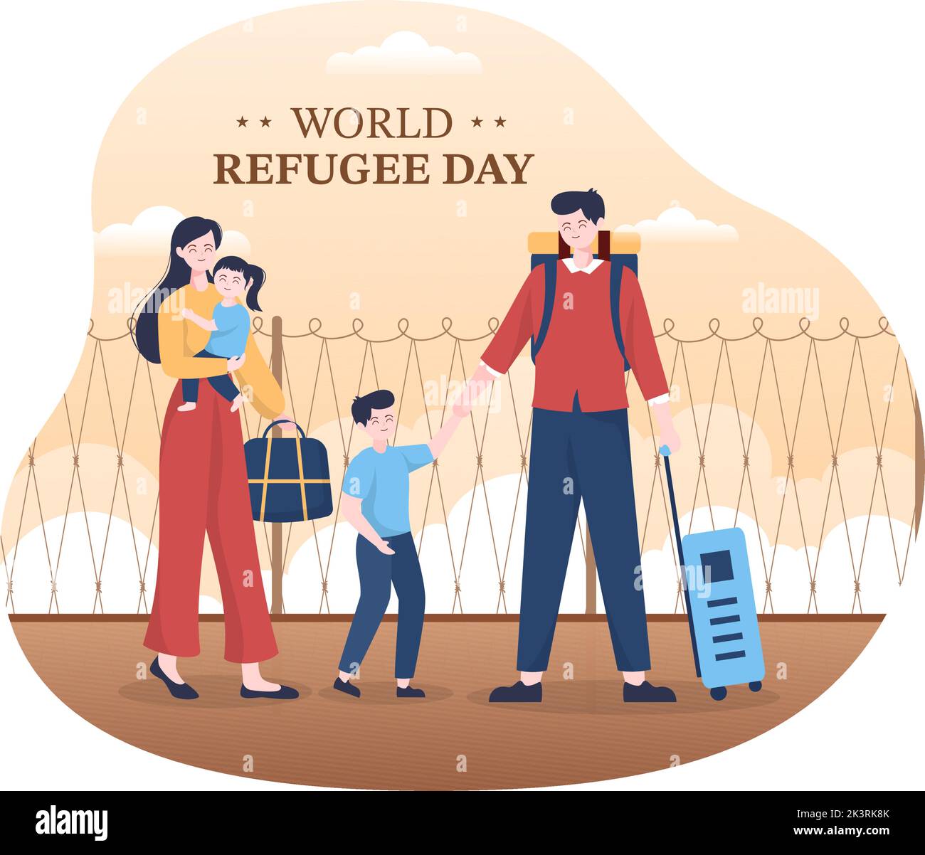 World Refugee Day Template Hand Drawn Cartoon Flat Illustration with ...