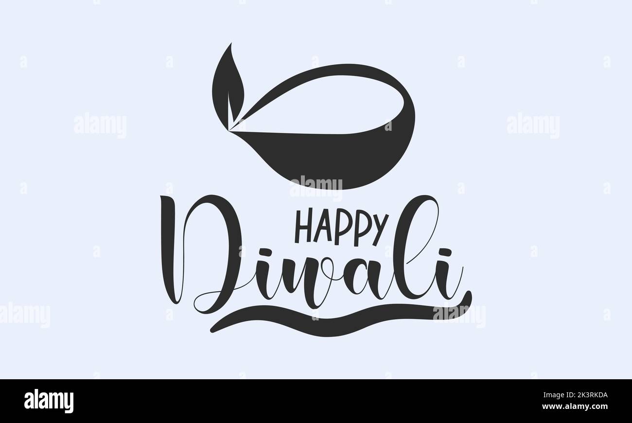Cultural calligraphy design concept of Happy Diwali/Deepavali with lamp ...