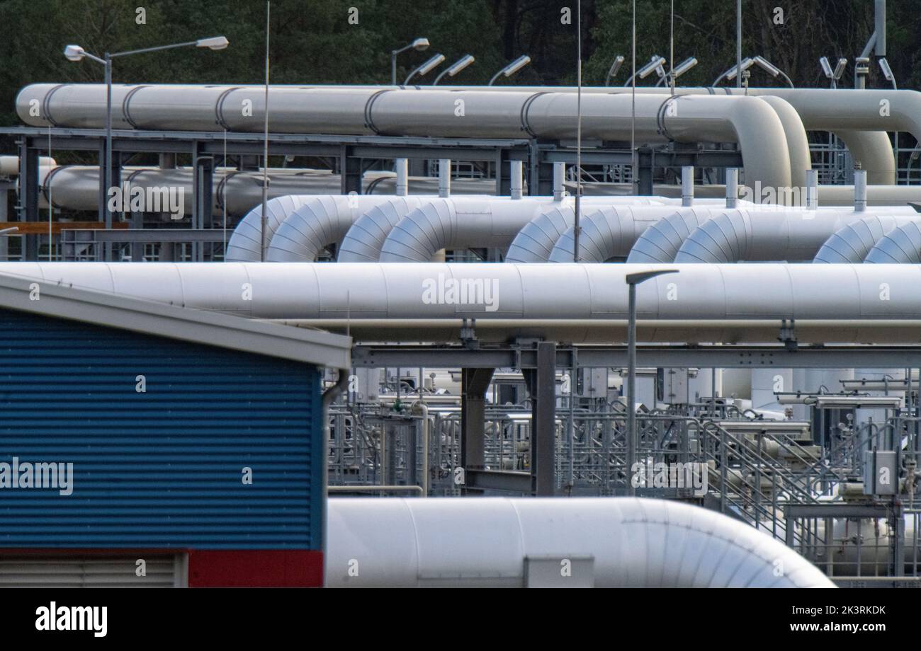 Lubmin, Germany. 28th Sep, 2022. Pipe systems and shut-off devices at ...
