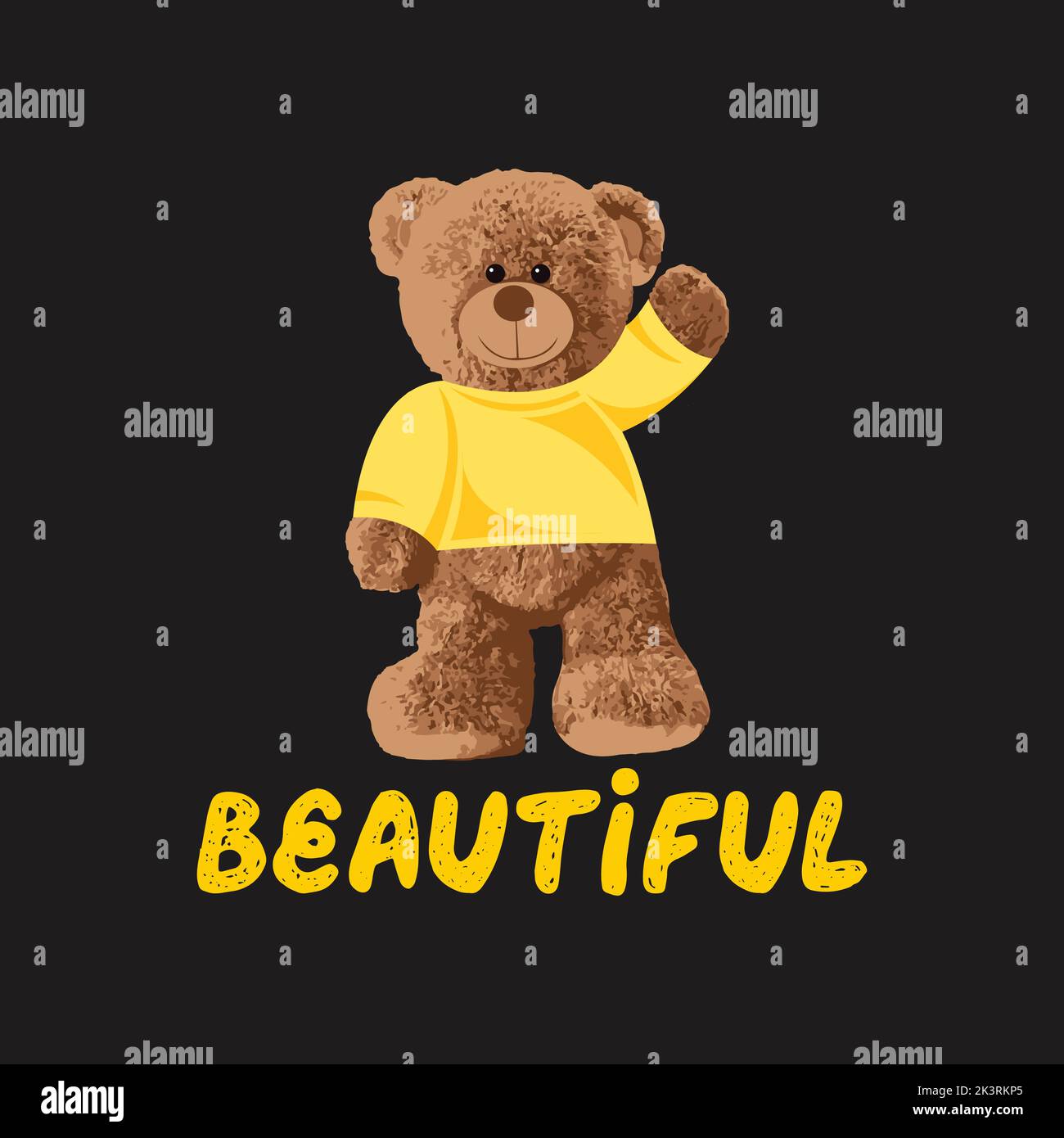 Beautiful brown bear doll slogan vector illustration.Funny bear Stock ...