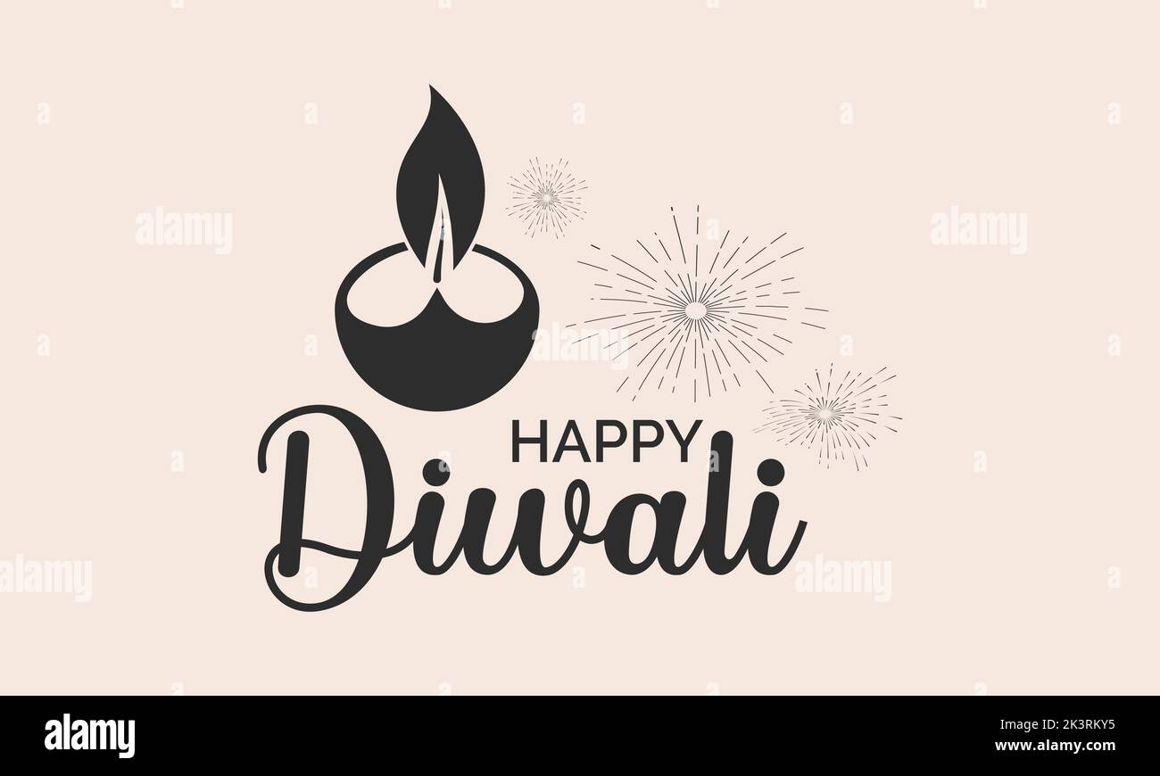 Cultural calligraphy design concept of Happy Diwali/Deepavali with lamp ...