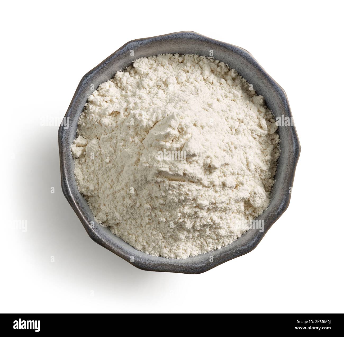 bowl of flour isolated on white background, top view Stock Photo - Alamy
