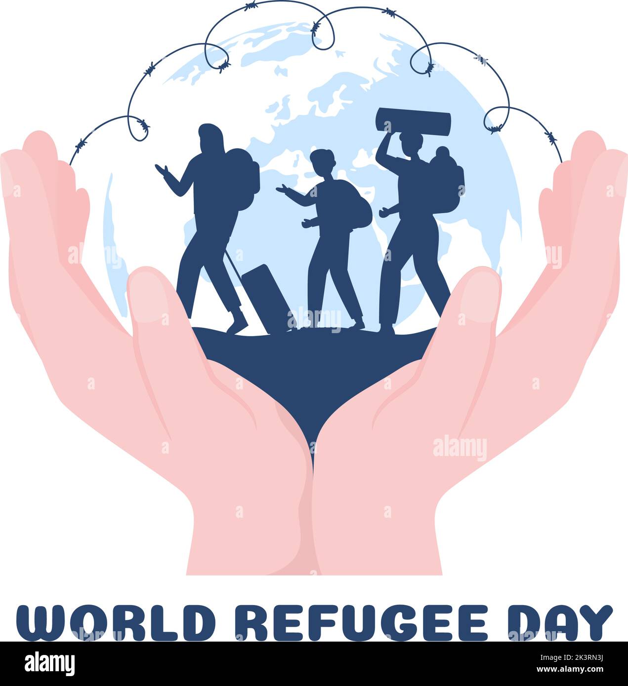 World Refugee Day Template Hand Drawn Cartoon Flat Illustration with ...