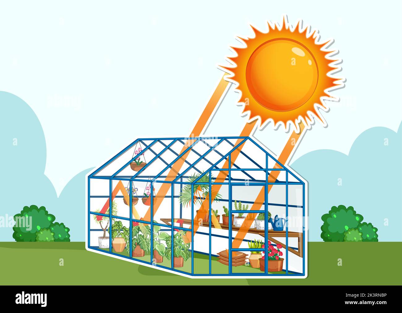 Sun shines through glass house illustration Stock Vector Image & Art ...