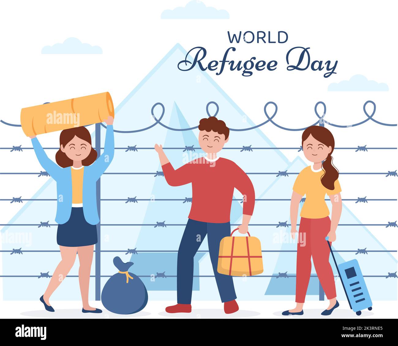 World Refugee Day Template Hand Drawn Cartoon Flat Illustration with ...