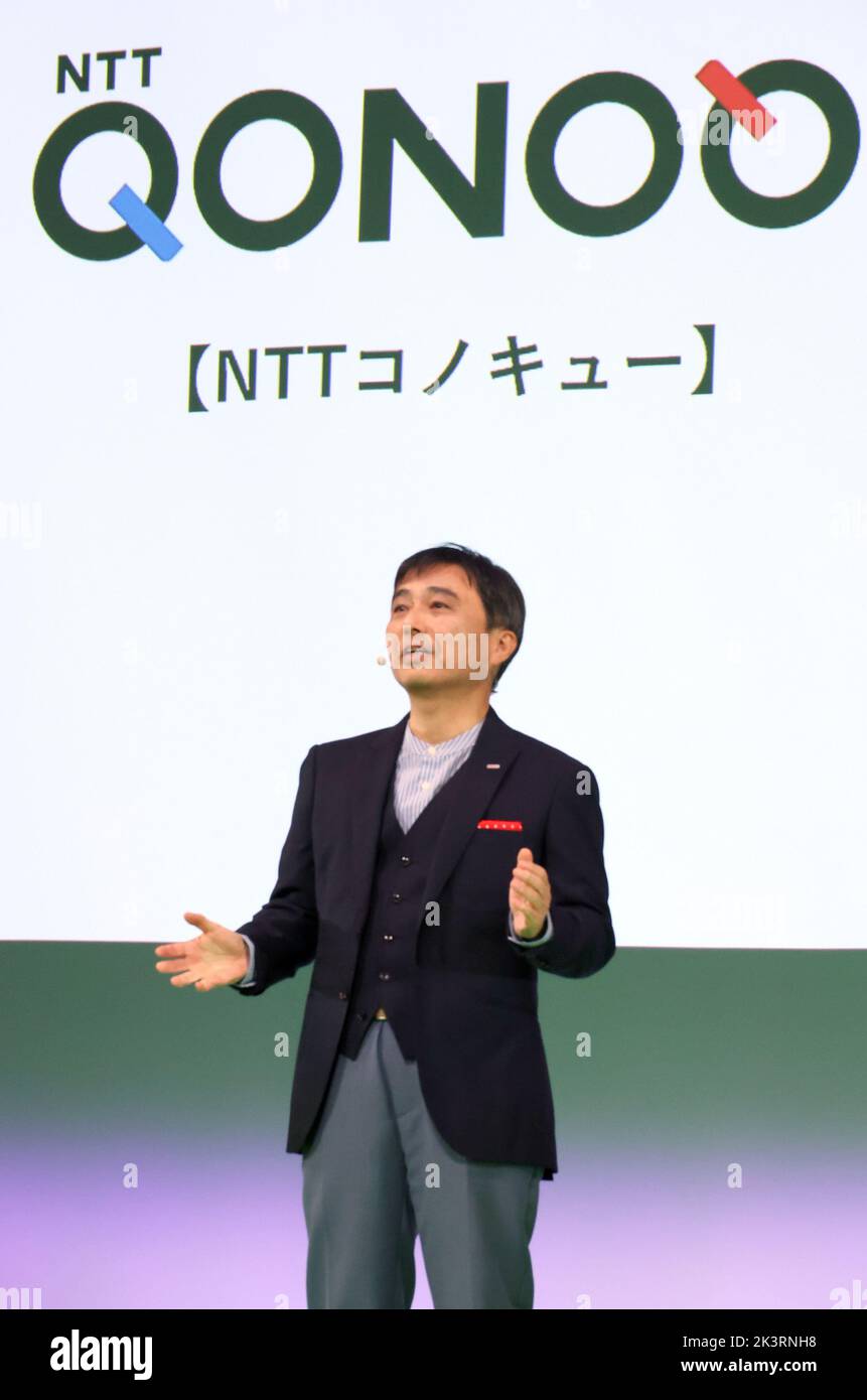 Tokyo, Japan. 28th Sep, 2022. NTT group's new XR business company "NTT Qonoq" president Seiji ...