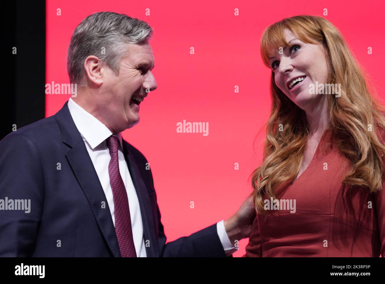 Labour Party leader Sir Keir Starmer congratulates deputy leader Angela ...