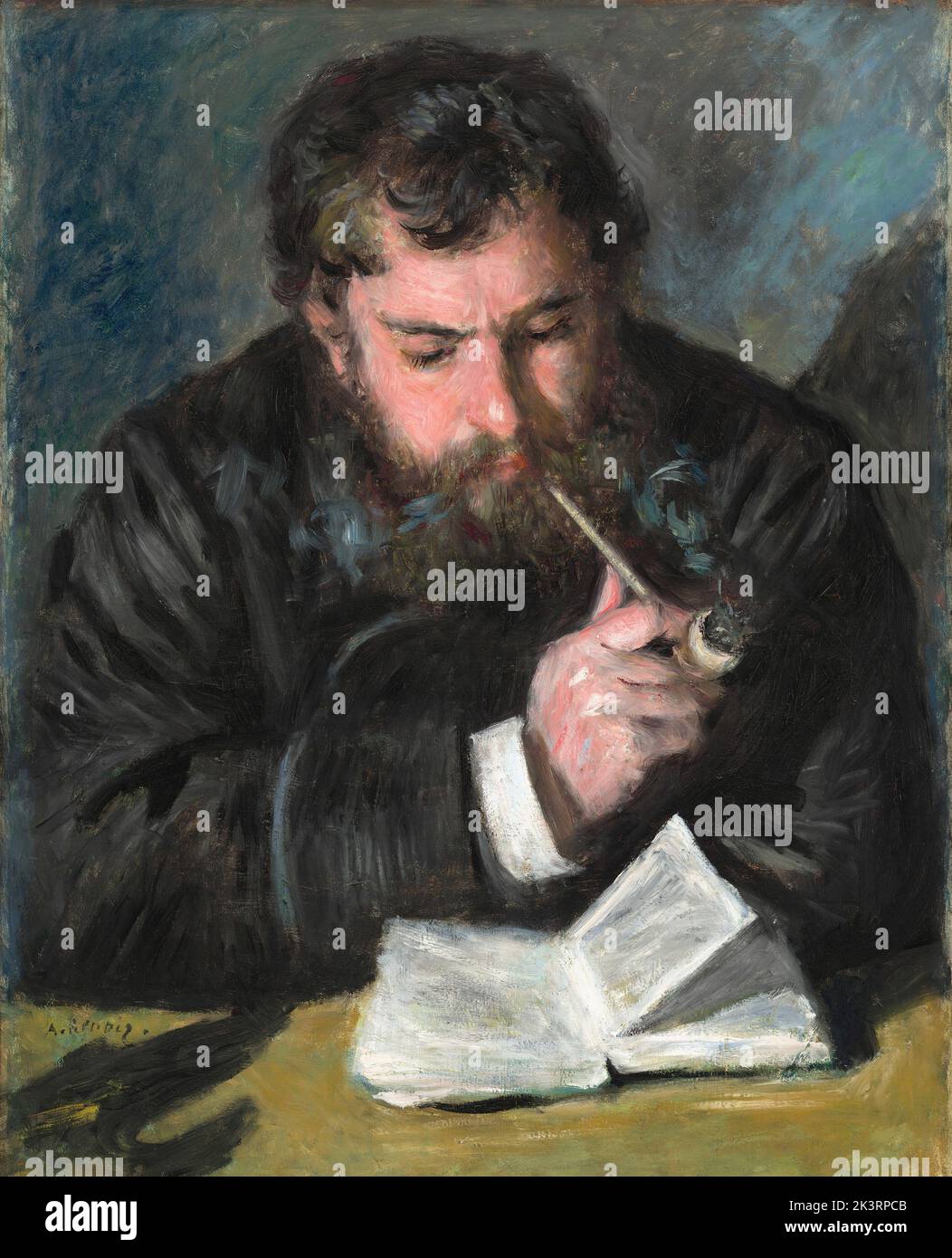 Pierre-Auguste Renoir - Portrait of Claude Monet reading, 1872 Stock ...