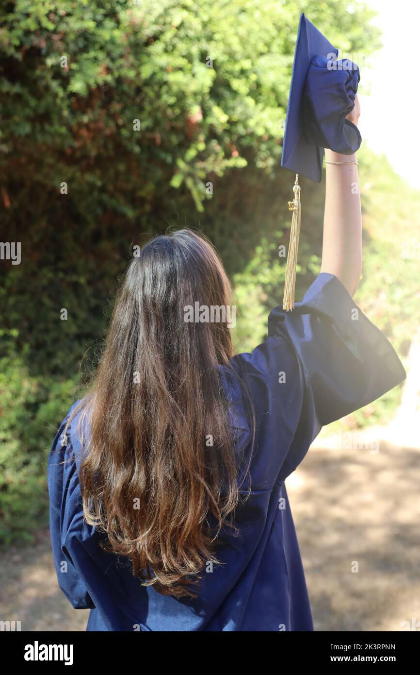 Graduation congratulations. University graduates women in the ...