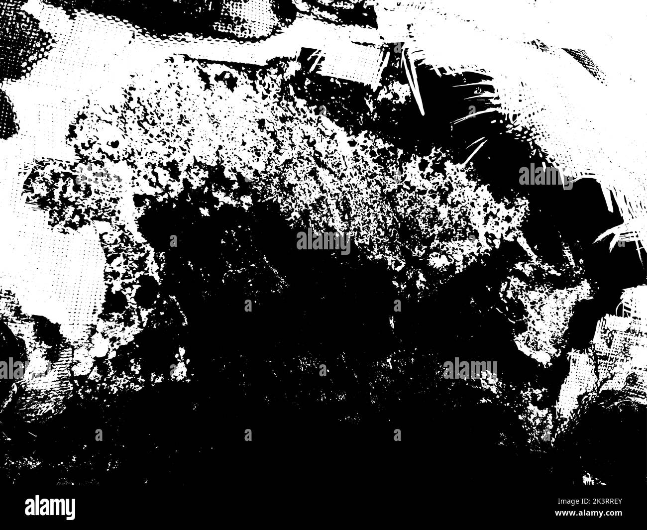 Rusty grunge texture. Aggressive damaged surface. Black white dust ...