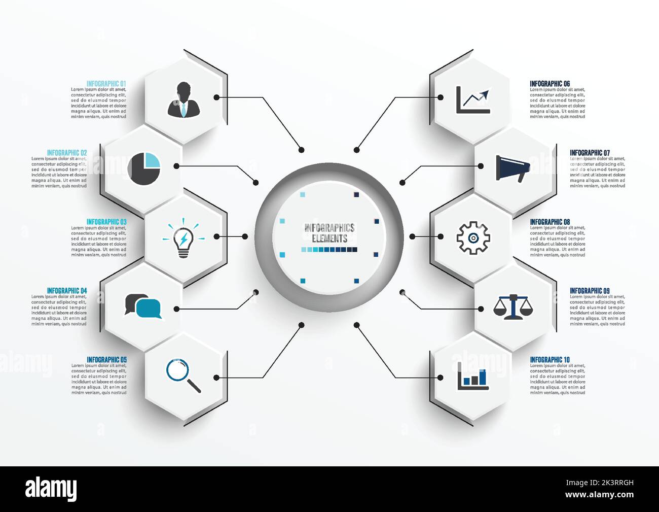 Vector infographic template with 3D paper label, integrated circles ...