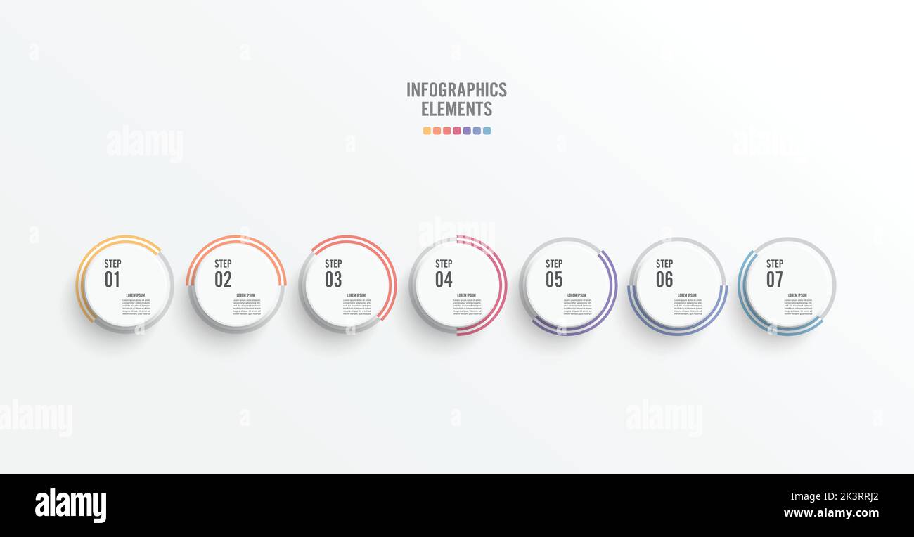 Template timeline infographic colored horizontal numbered for seven ...