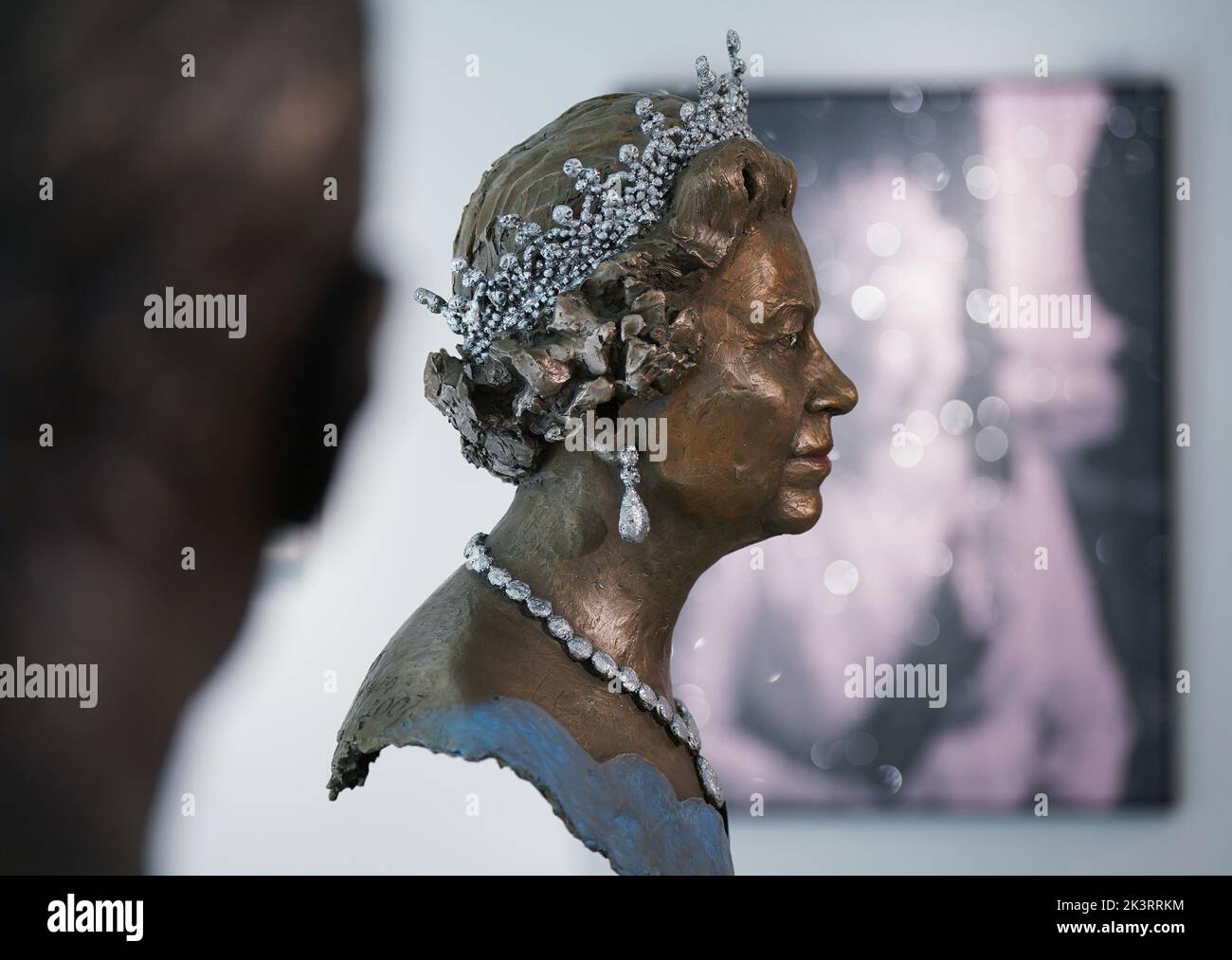 A sculpture of Queen Elizabeth II, 2007, by sculptor Frances Segelman ...