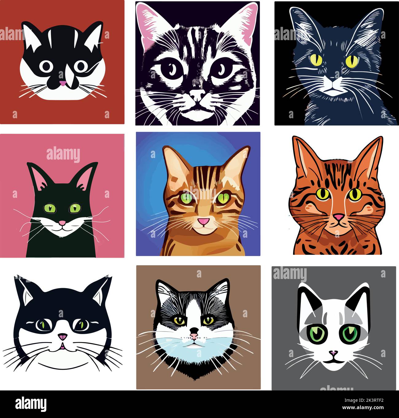 A vector illustration of a set of different cats Stock Vector Image ...