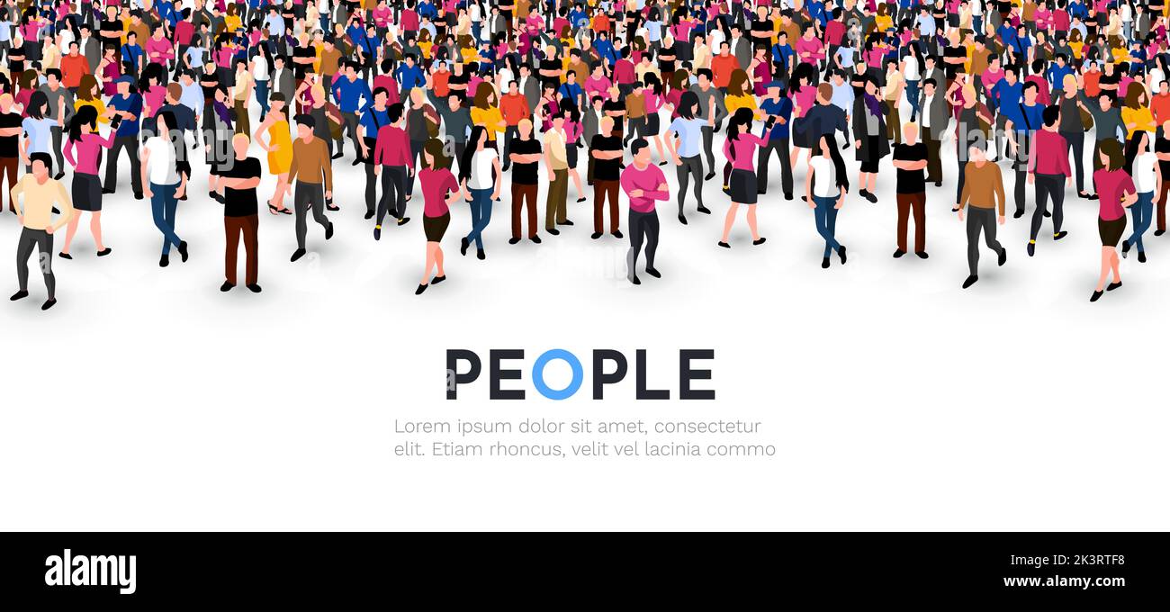 Large group of people on white background. People crowd concept. Vector ...