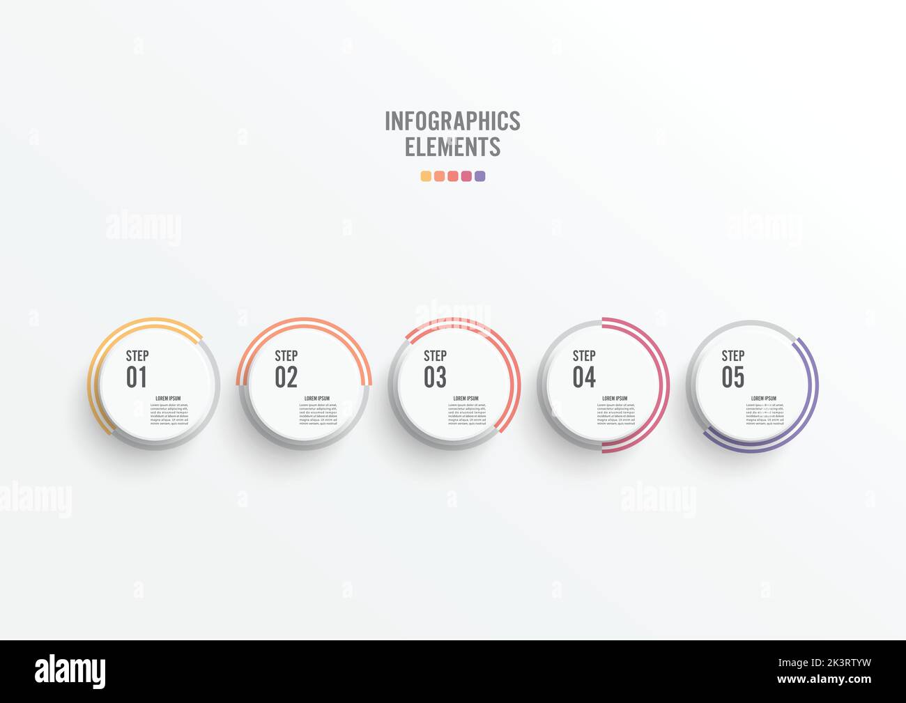 Template timeline infographic colored horizontal numbered for five ...