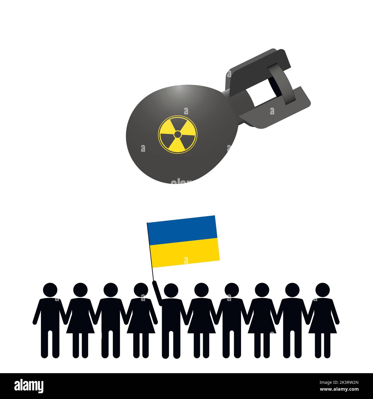 Nuclear bombing of the Ukrainian people. War. Flat vector illustration ...